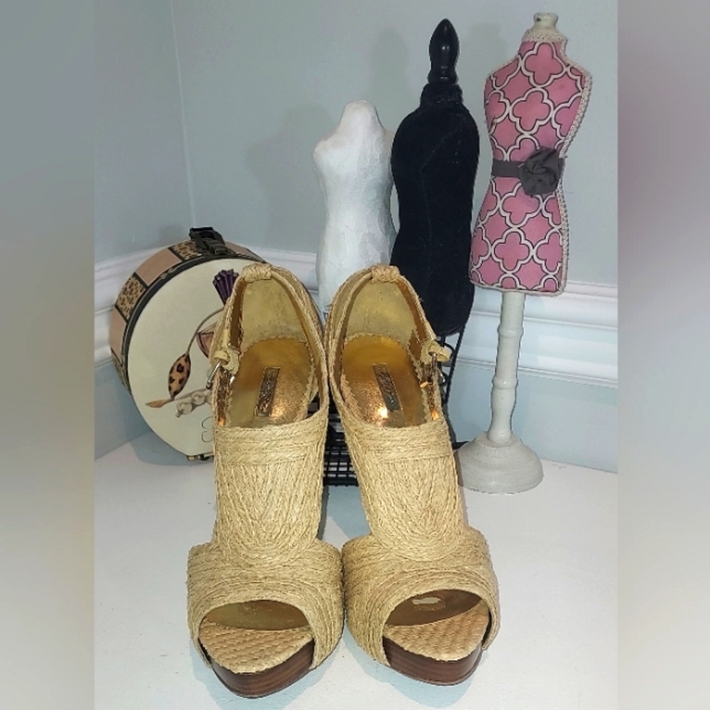 Report Signature Lucie 2 Raffia Straw Platform Sandal… - Gem